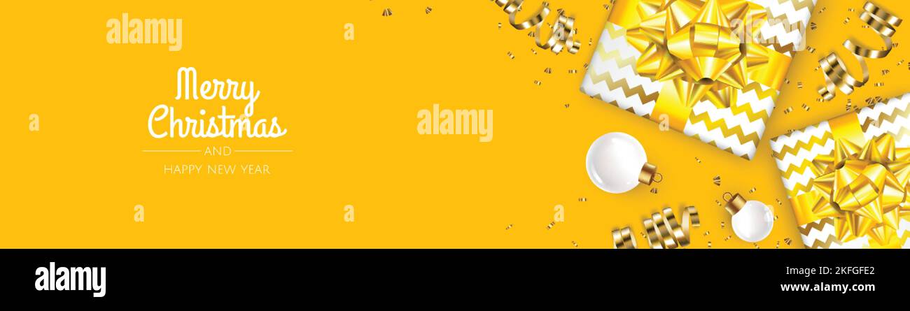 Christmas banner. Xmas background design with realistic christmas ball ...