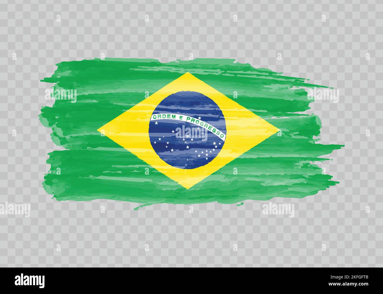 Watercolor painting flag of Brazil. Hand drawing brush stroke Stock ...