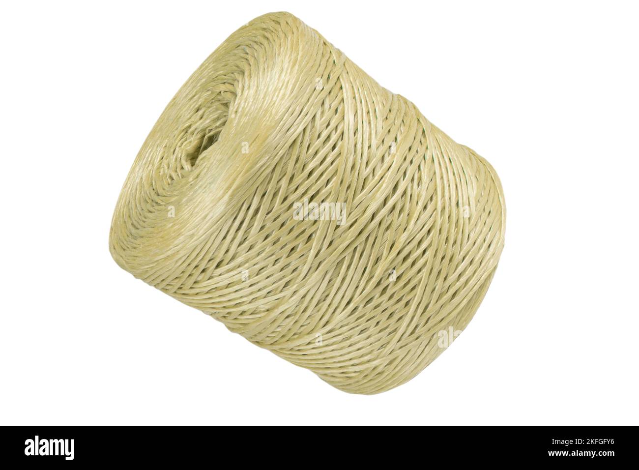 Coiled nylon rope isolated on white background. yellow rolled striped ...