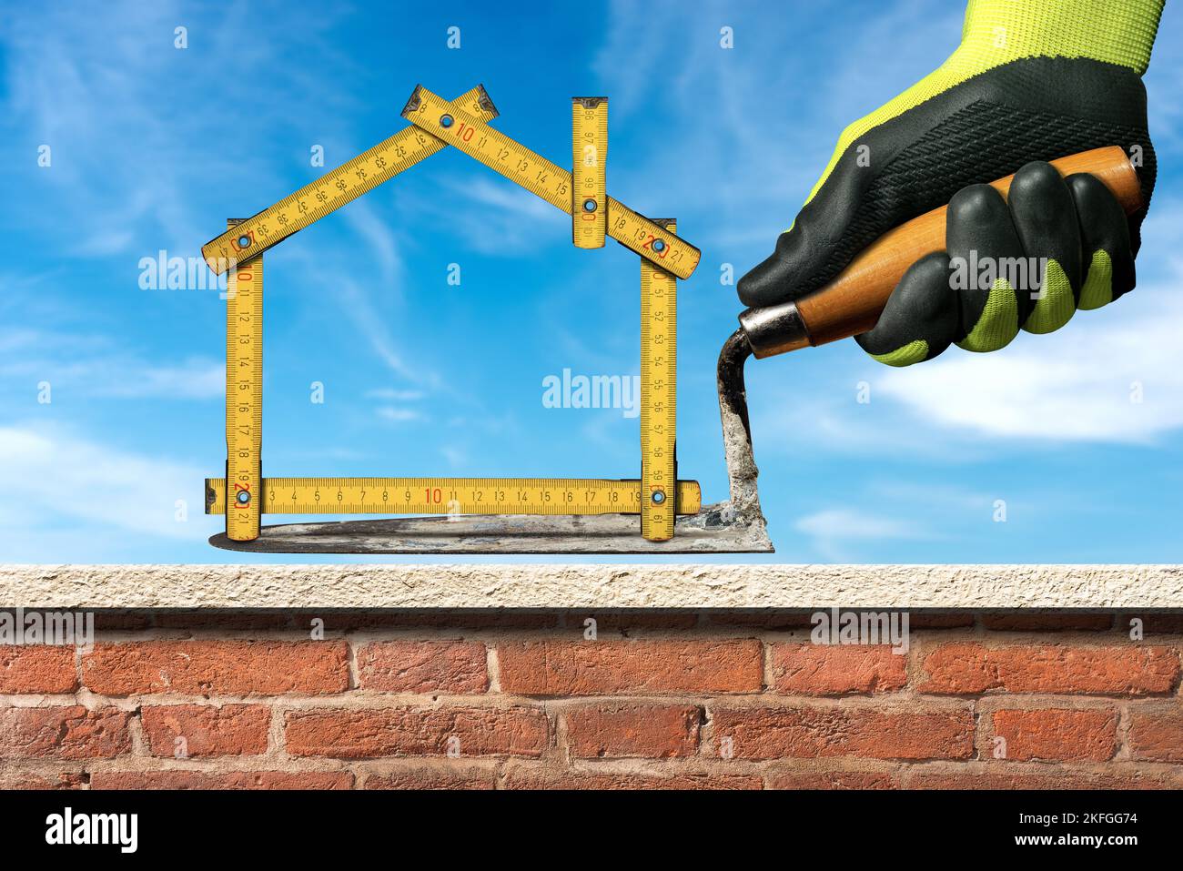 Construction concept brick wall trowel hi-res stock photography and ...