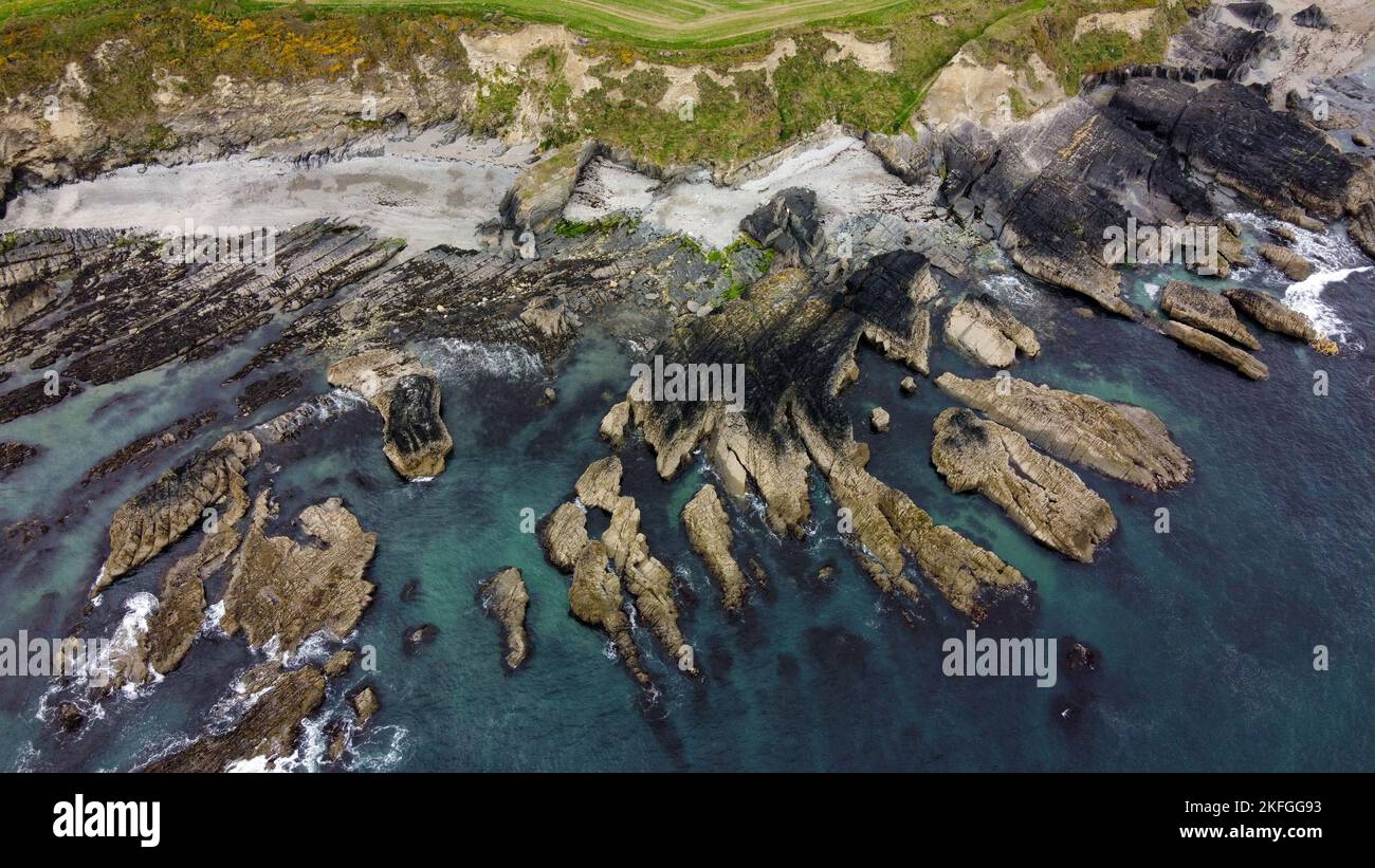 Rocks on the Irish littoral, top view. The coast of the Atlantic Ocean ...