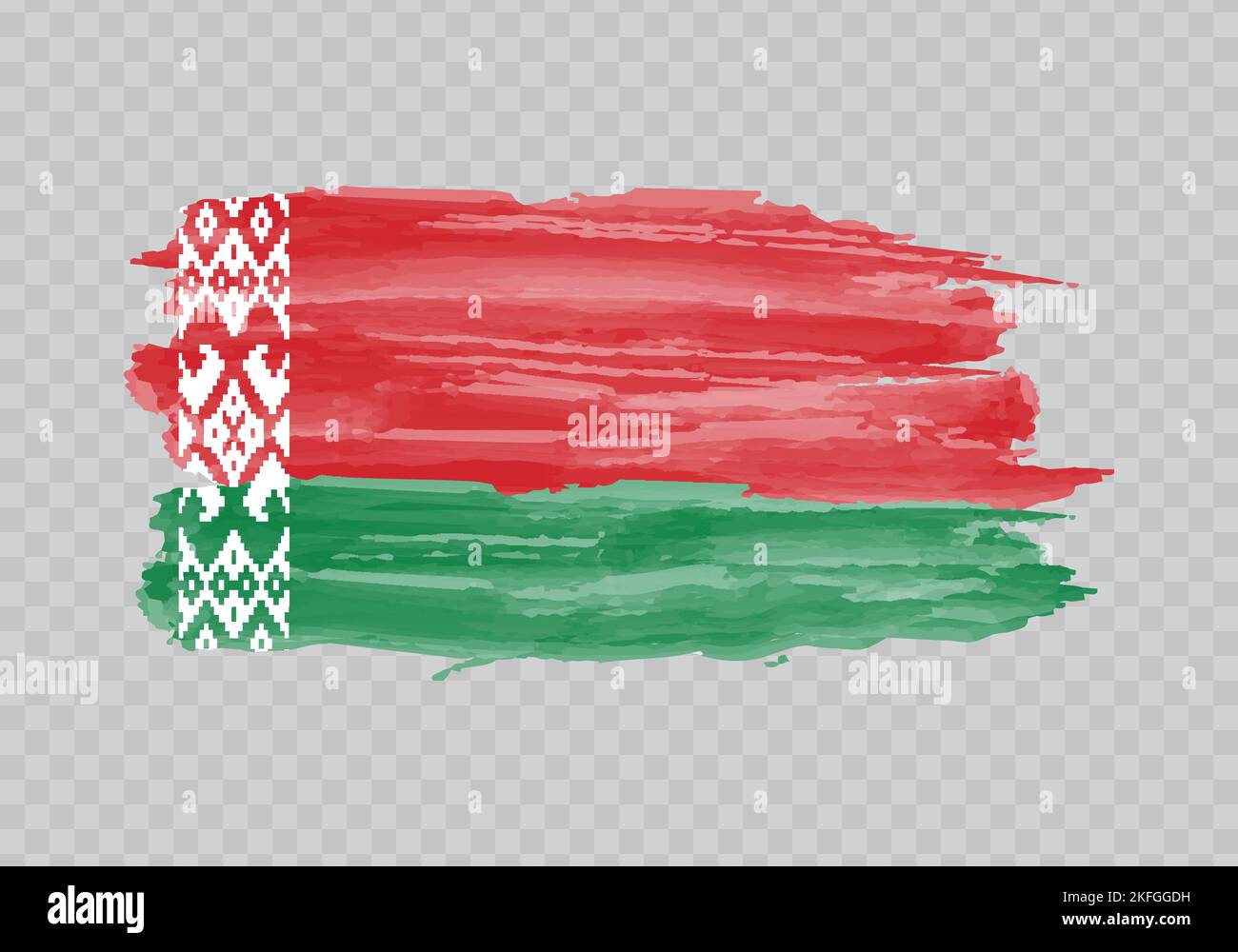 Watercolor painting flag of Belarus. Hand drawing brush stroke Stock ...