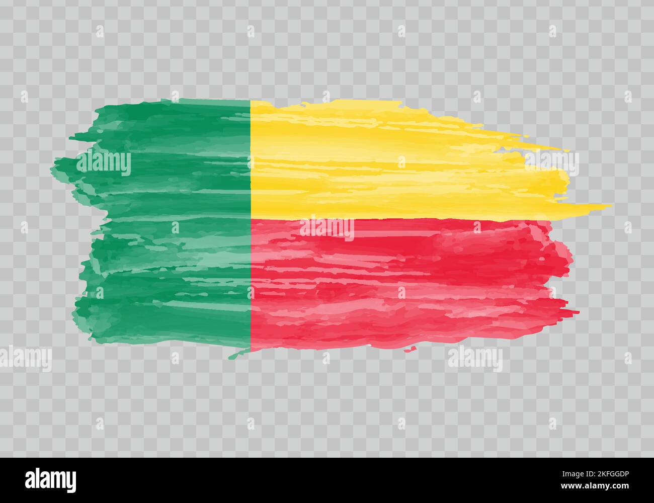 Watercolor painting flag of Benin. Hand drawing brush stroke Stock ...