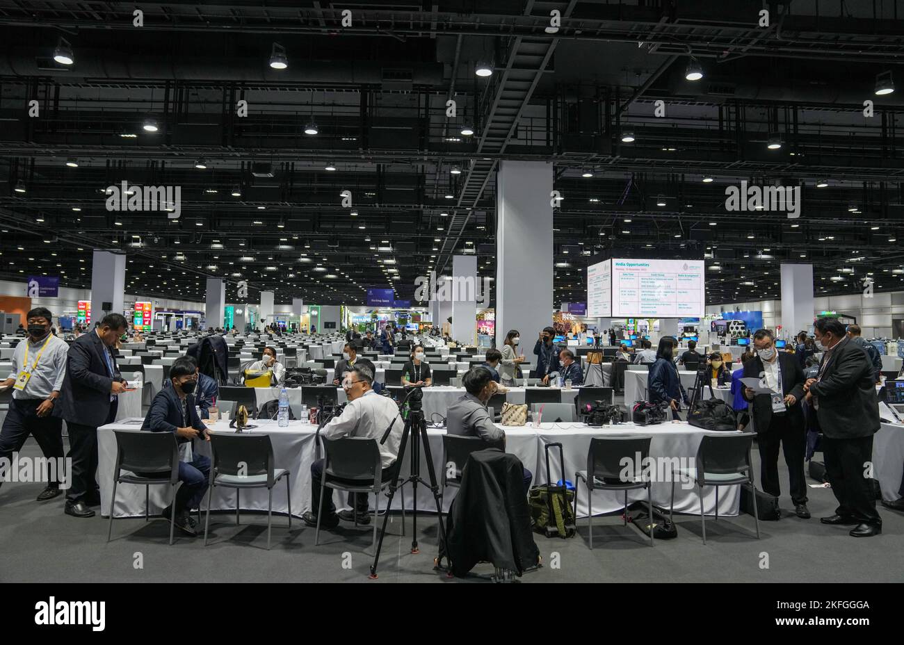 Journalists work in the media centre during The Asia-PaciﬡH Economic ...