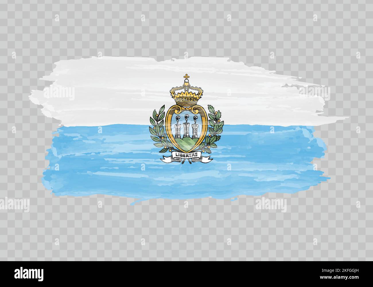 Watercolor painting flag of San Marino. Hand drawing brush stroke Stock ...
