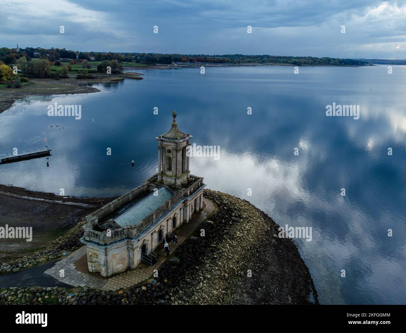 Normanton Church on Rutland Water - Aerial view with drone photography ...
