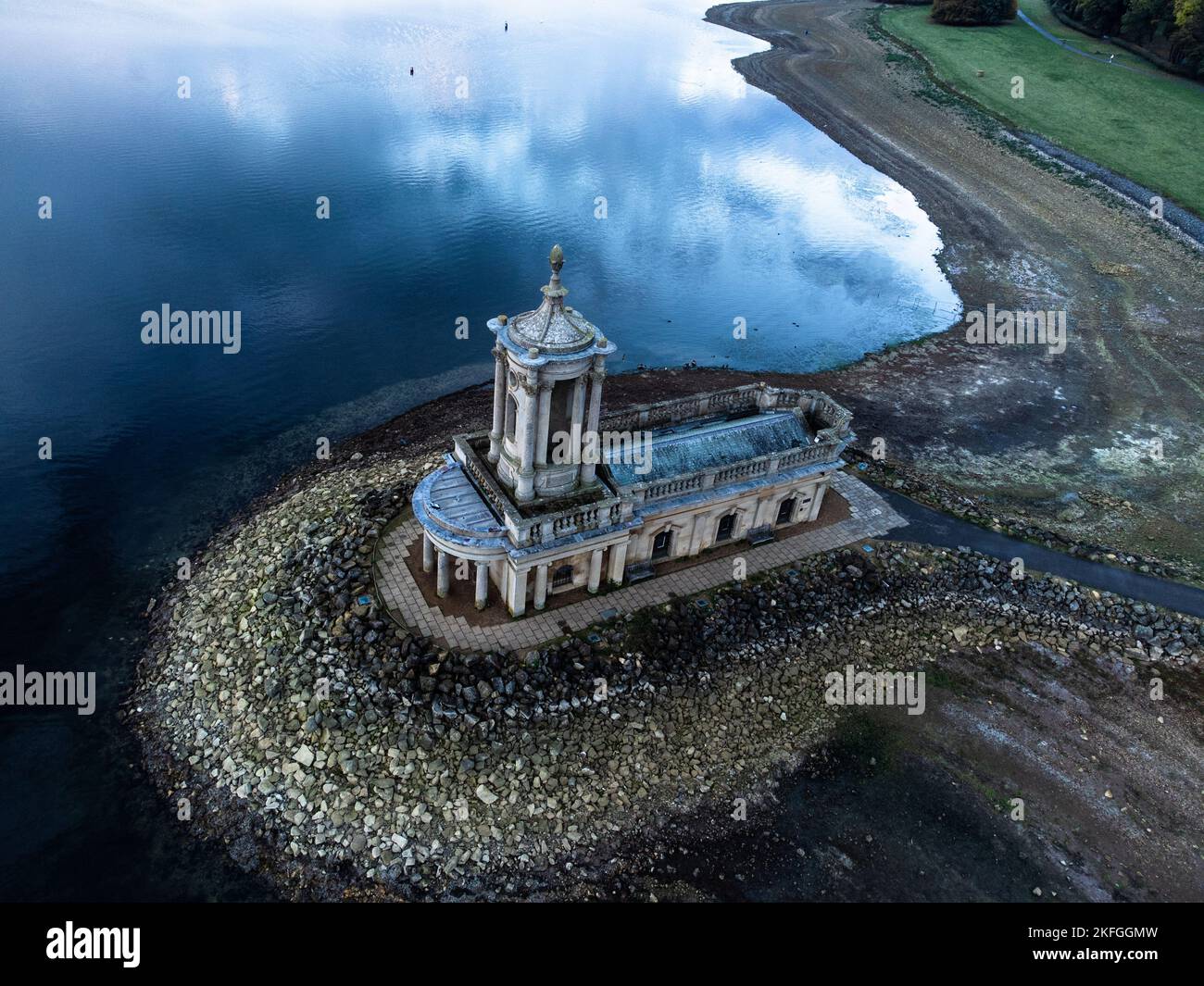 Normanton Church on Rutland Water - drone photography over the water ...
