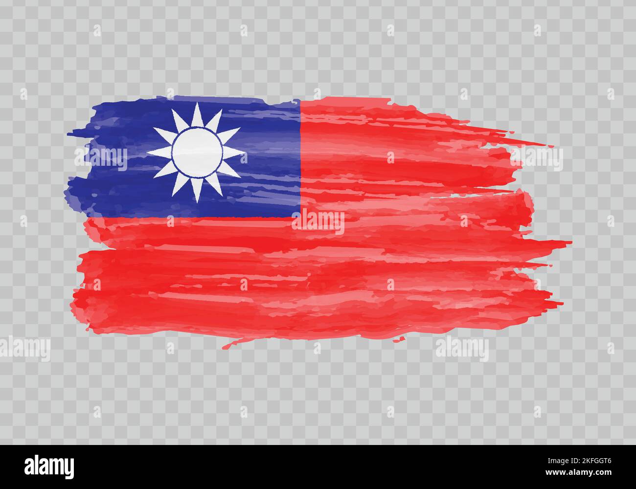 Watercolor painting flag of Taiwan. Hand drawing brush stroke Stock ...