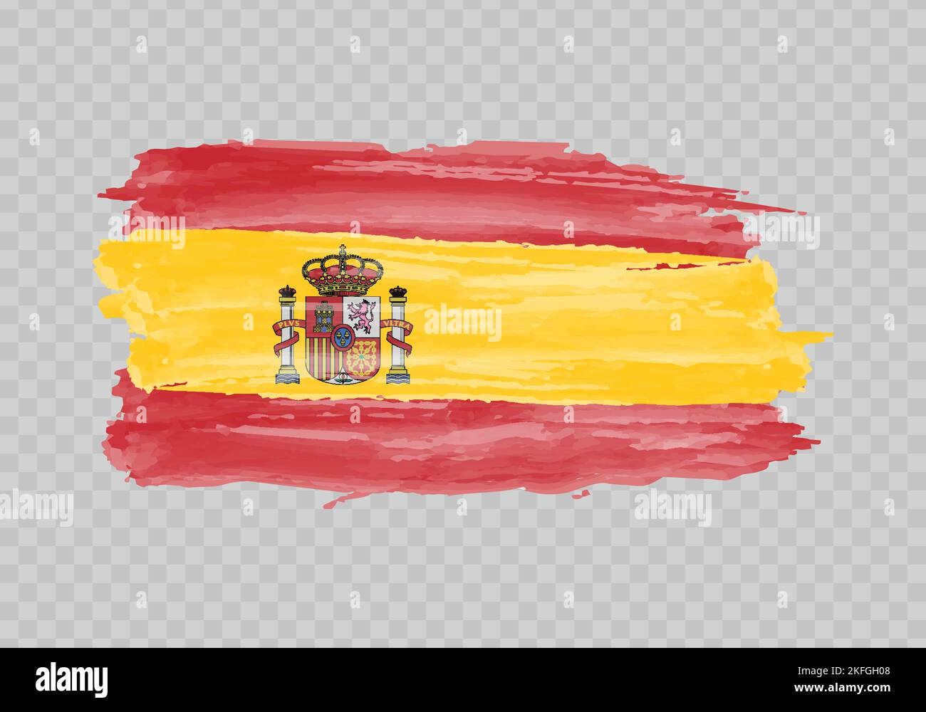 Watercolor painting flag of Spain. Hand drawing brush stroke Stock ...