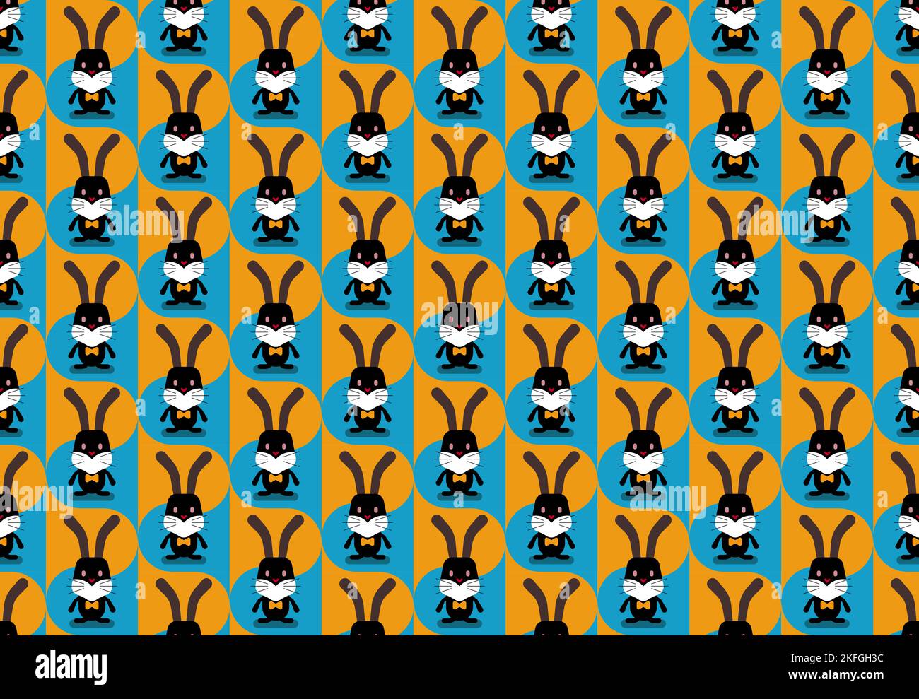 Minimalist seamless pattern with black rabbit, vector clipart Stock ...