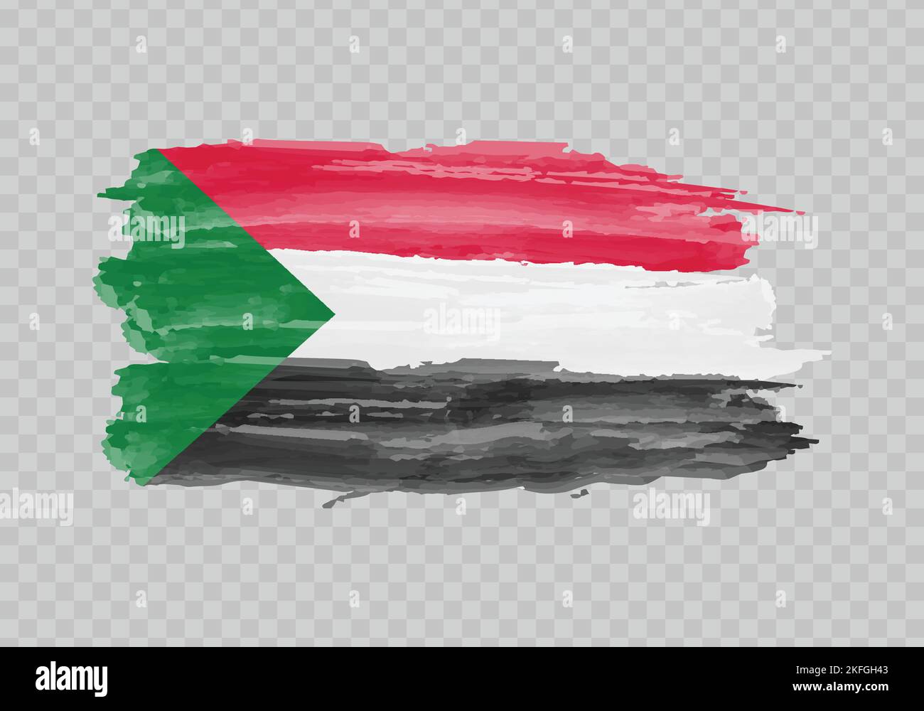 Watercolor painting flag of Sudan. Hand drawing brush stroke Stock ...