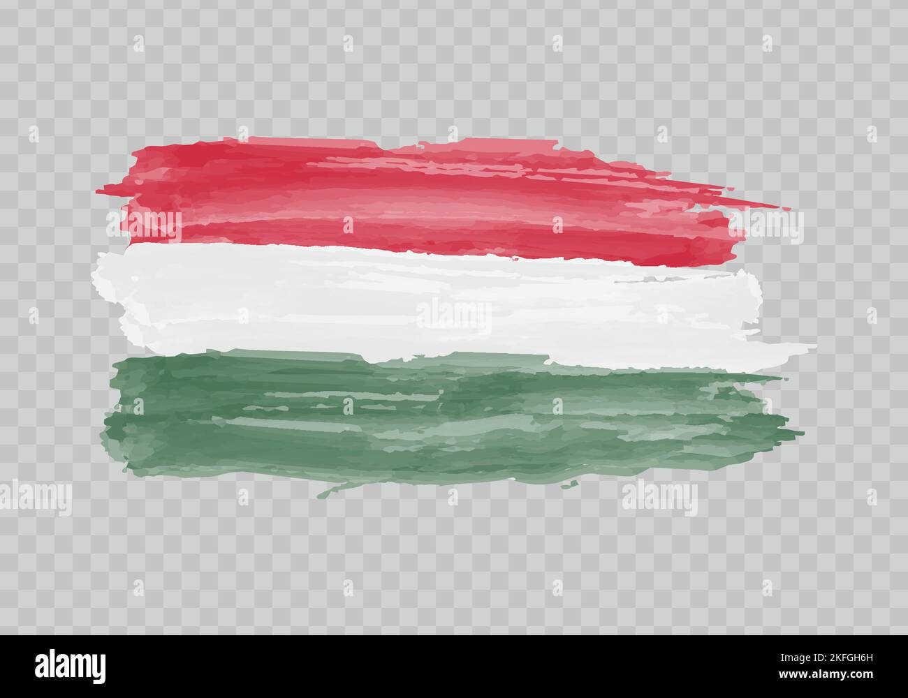 Watercolor painting flag of Hungary. Hand drawing brush stroke Stock ...