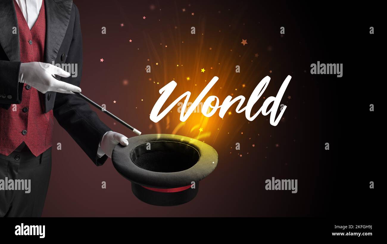 Old Magician is showing magic trick Stock Photo - Alamy
