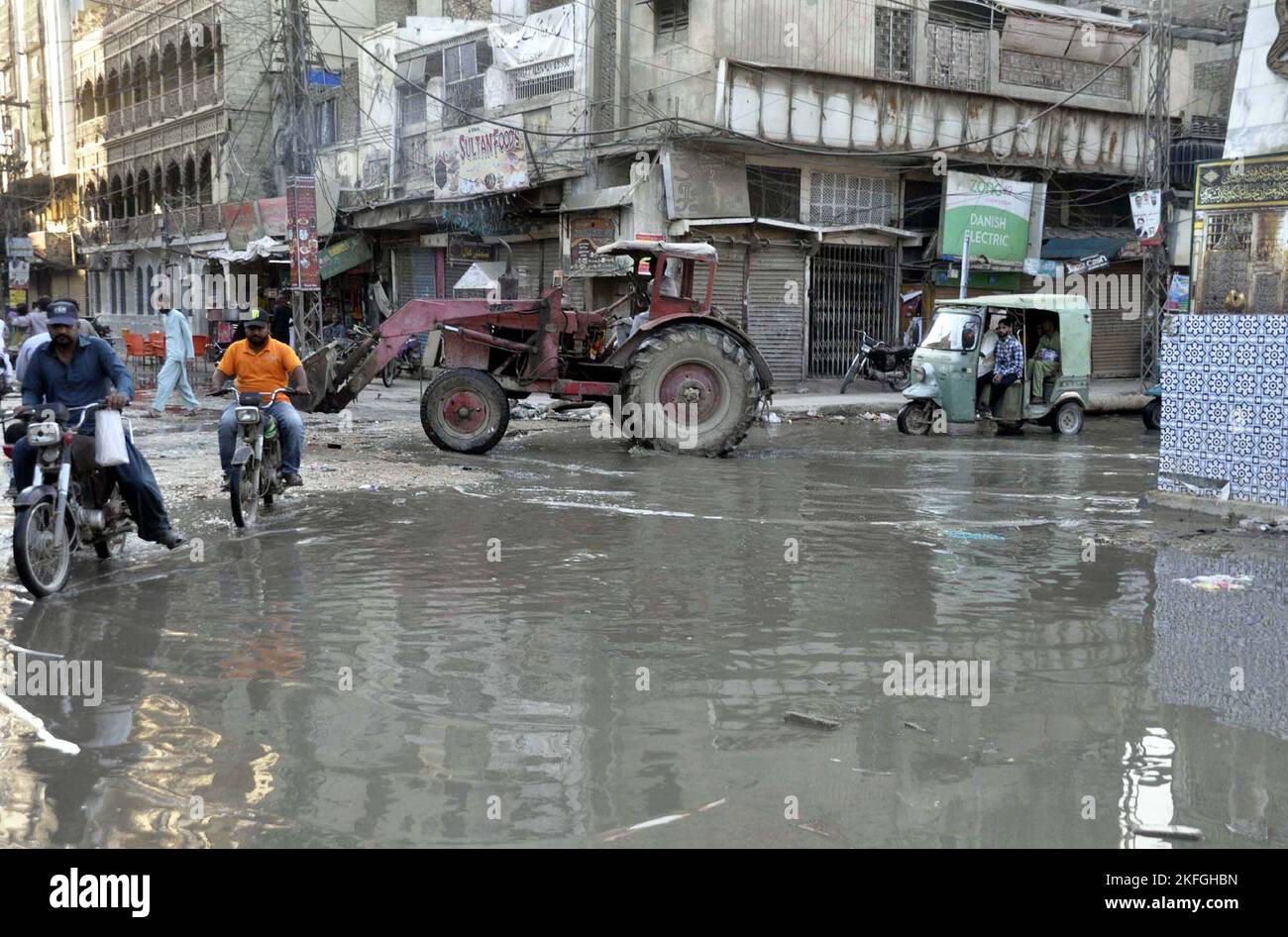 Inundated road by overflowing drinking water, creating problems for ...