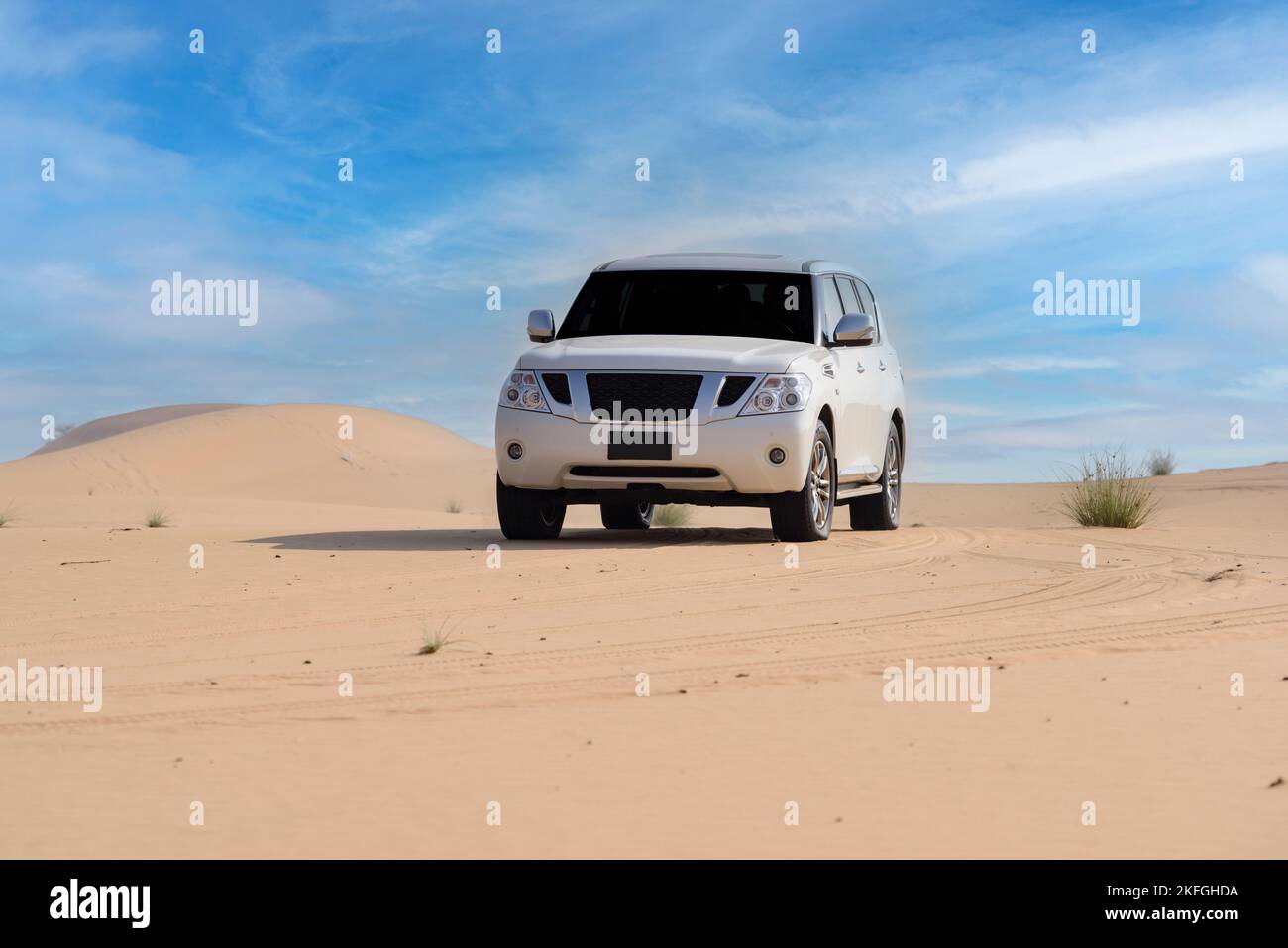 4x4 off-roading in the desert, dune bashing in sand dunes in the Middle ...