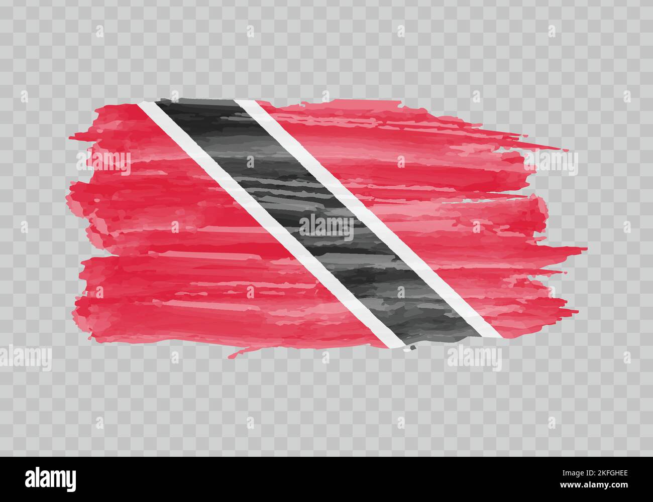 Watercolor painting flag of Trinidad and Tobago. Hand drawing brush stroke Stock Vector Image ...