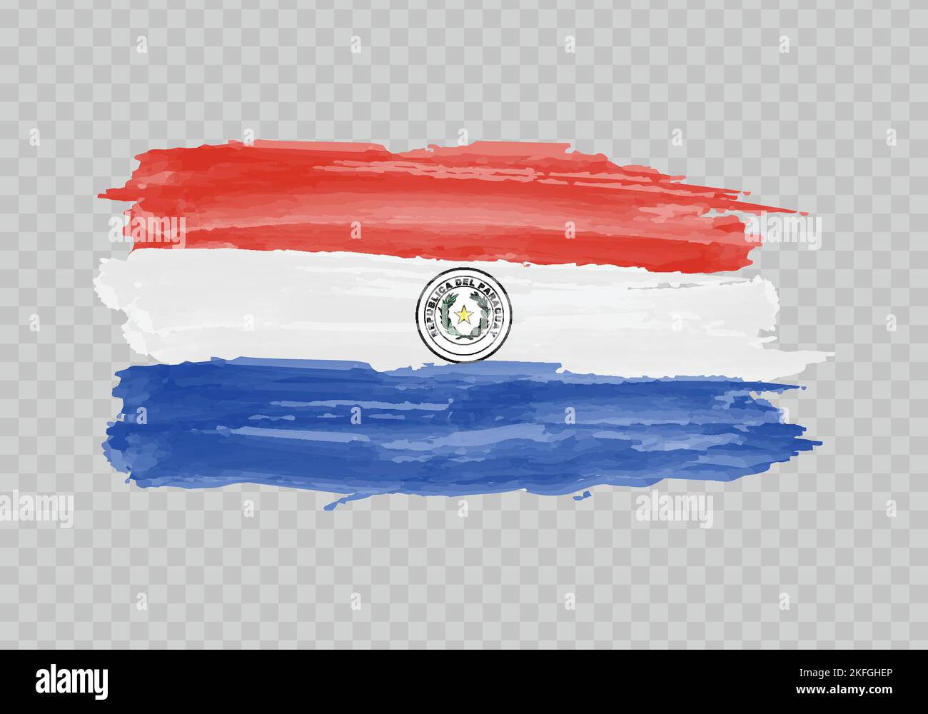 Watercolor painting flag of Paraguay. Hand drawing brush stroke Stock ...