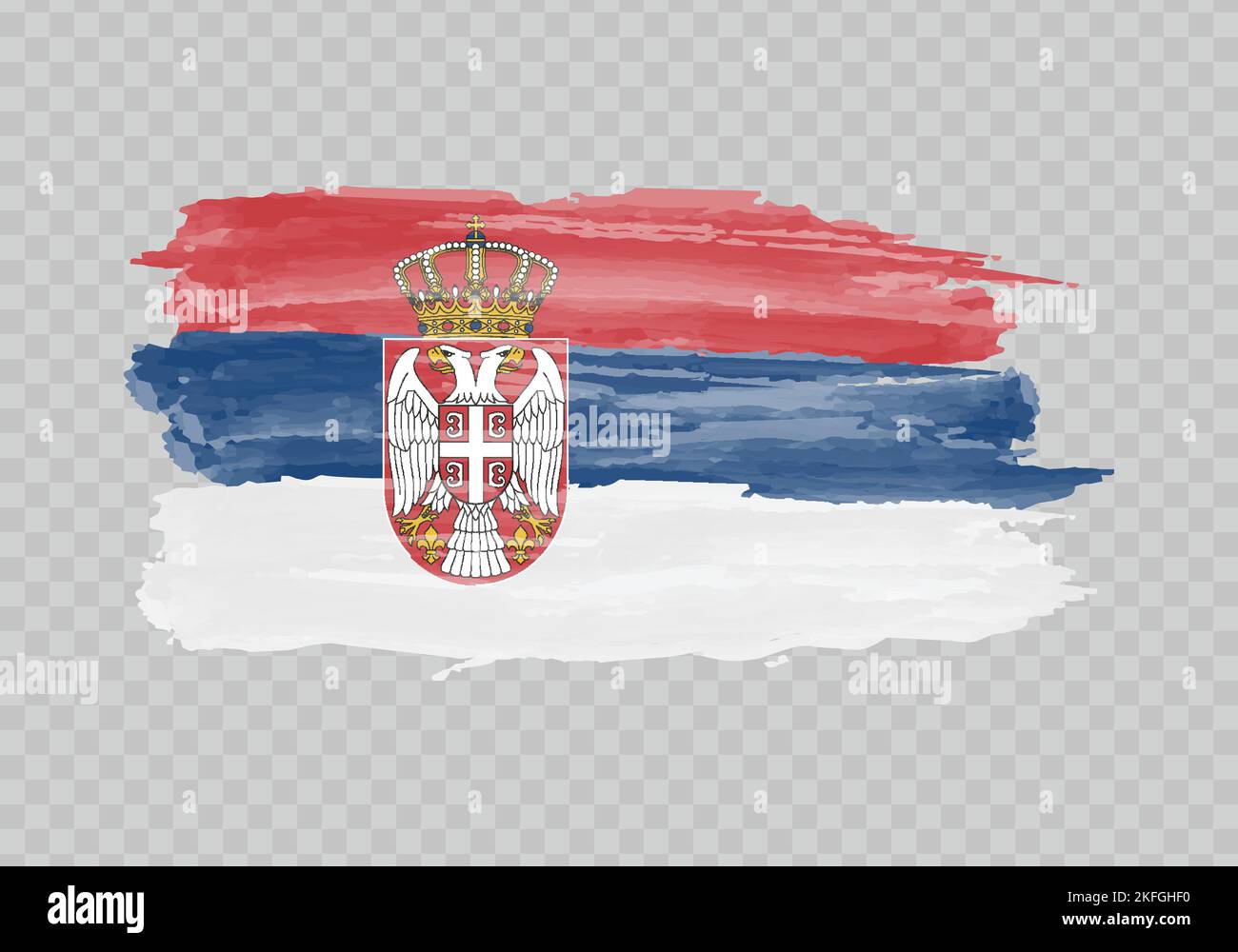 Watercolor painting flag of Serbia. Hand drawing brush stroke Stock ...