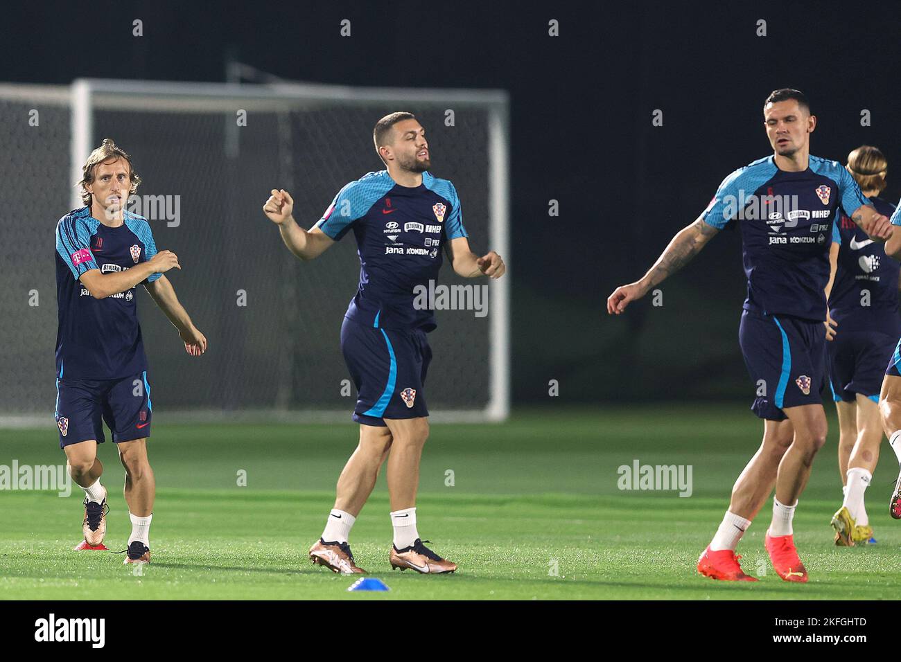 Luka Modric, Mateo Kovacic and Dejan Lovren during the Croatia Training ...