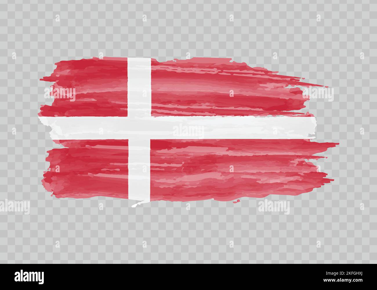 Watercolor painting flag of Denmark. Hand drawing brush stroke Stock ...