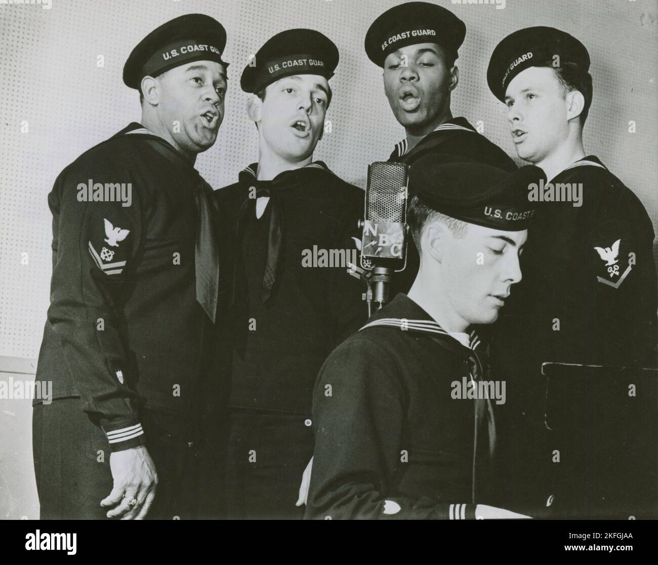 Group photograph of the U.S. Coast Guard Quartet members while singing ...