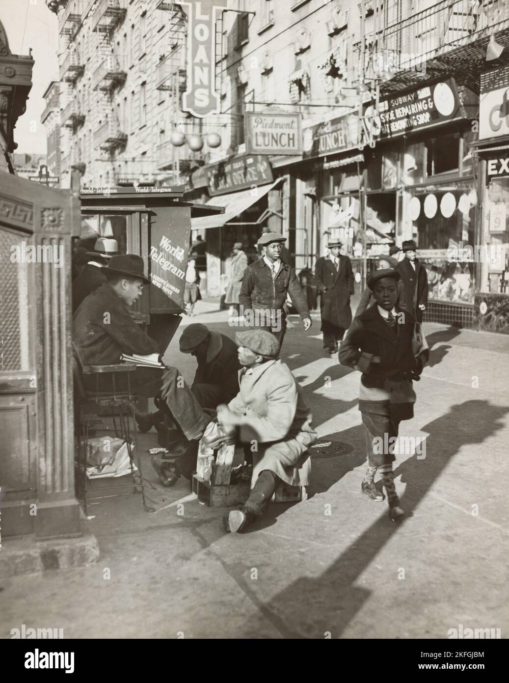 View of Lenox Avenue, Harlem, at 135th Street, showing businesses ...