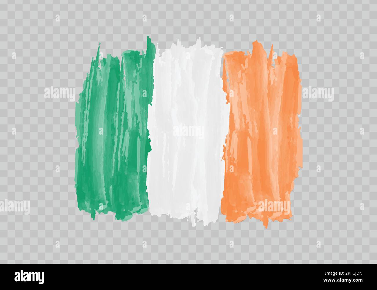 Watercolor painting flag of Ireland. Hand drawing brush stroke Stock ...