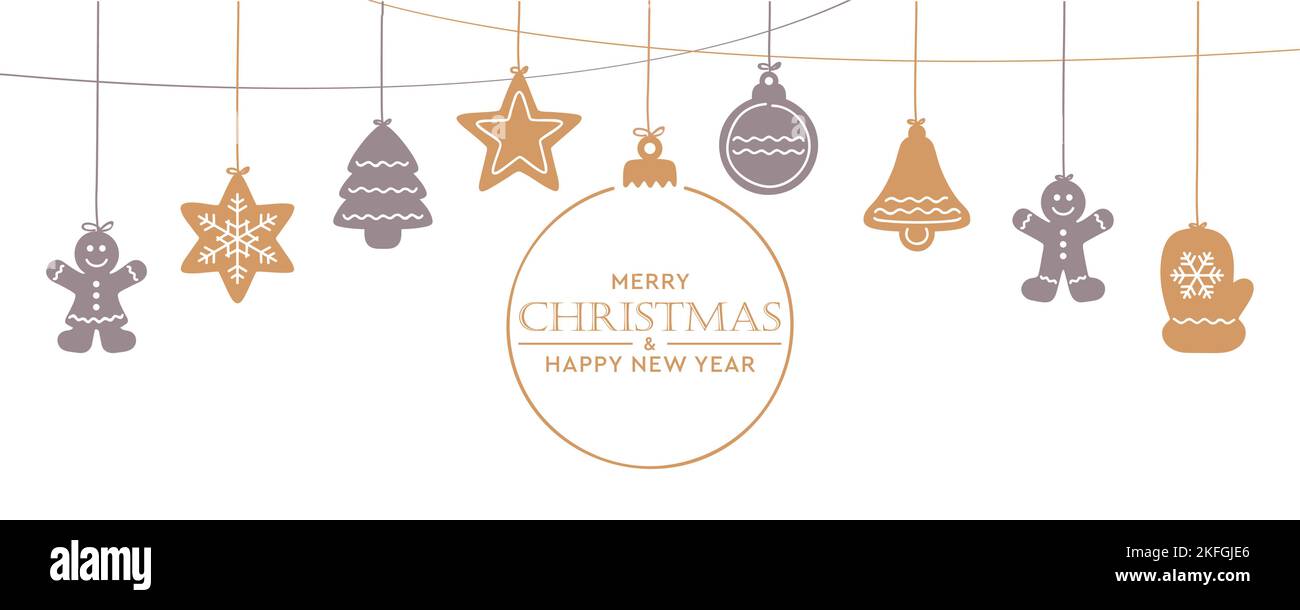 merry christmas card with hanging ball decoratoin Stock Vector Image ...