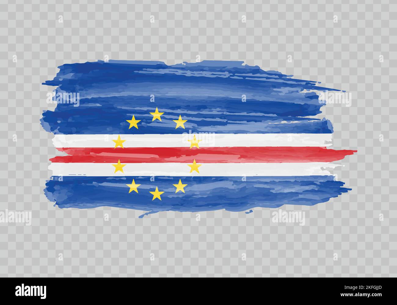 Watercolor painting flag of Cape Verde. Hand drawing brush stroke Stock ...