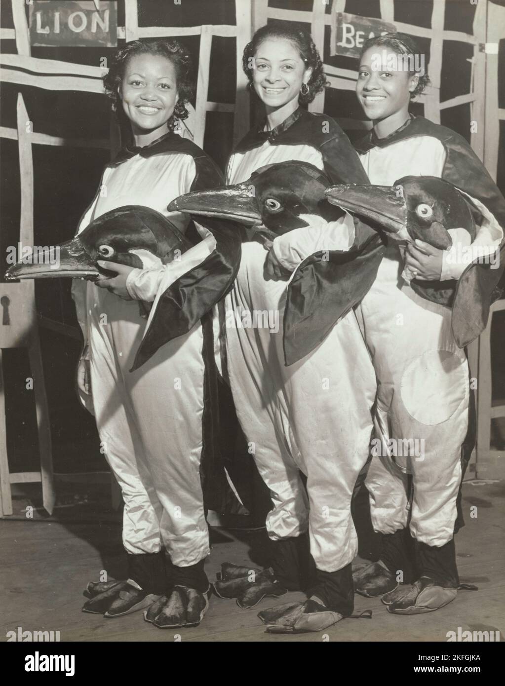 Dorothy Jones, Libby Robinson, and Ruth Moore as penguins, 1937 Stock ...