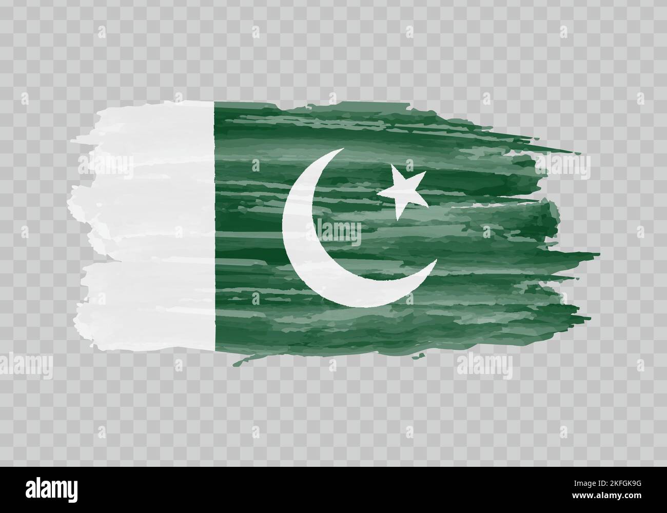 Watercolor painting flag of Pakistan. Hand drawing brush stroke Stock ...