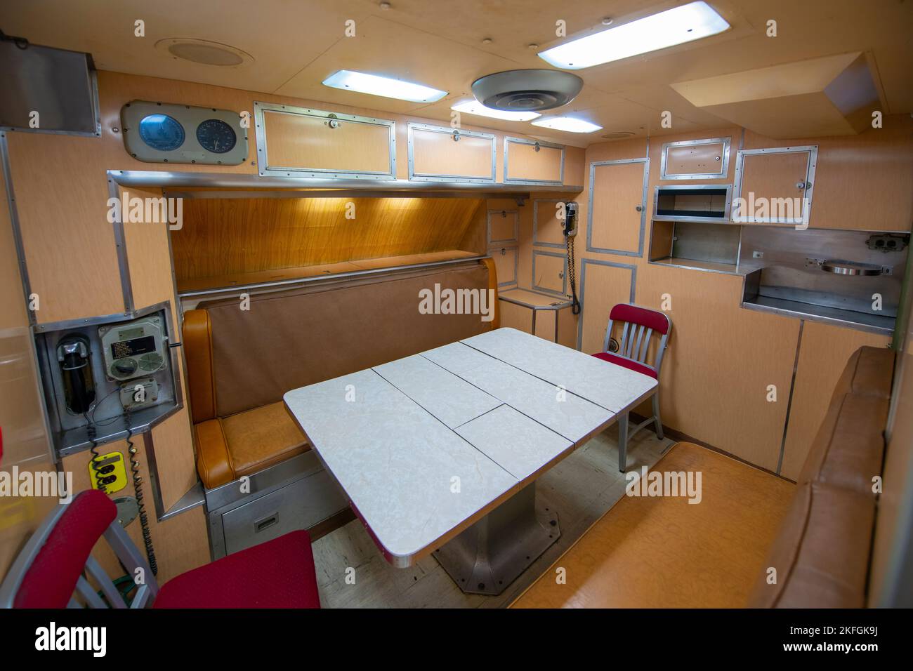 Wardroom of USS Albacore AGSS-569. This submarine was built in 1953 for ...