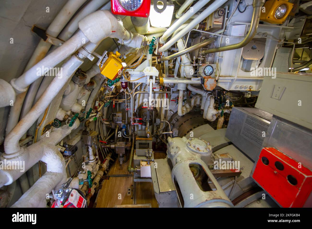 Engine Room of USS Albacore AGSS-569. This submarine was built in 1953 ...