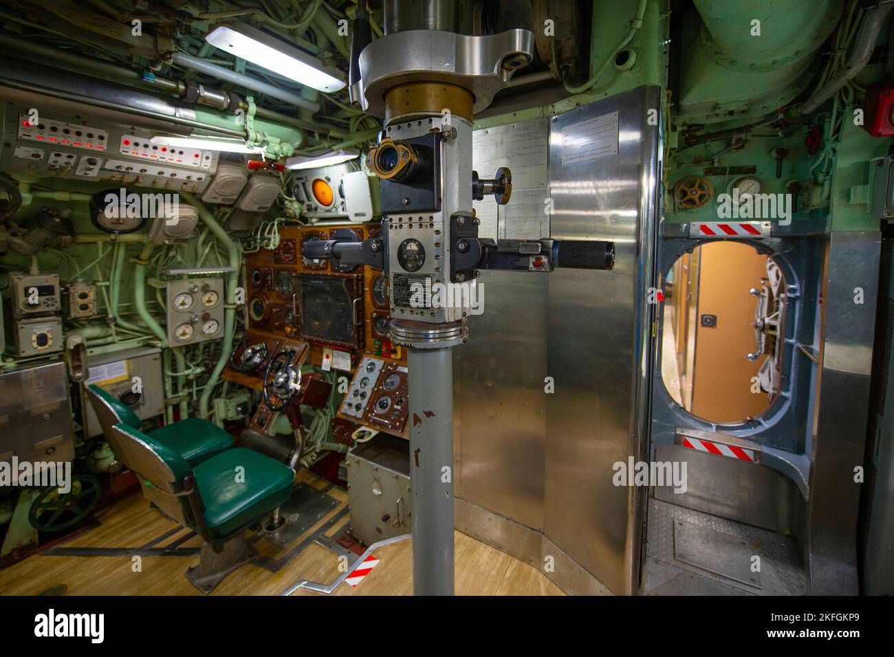 Periscope in control room of USS Albacore AGSS-569. This submarine was ...