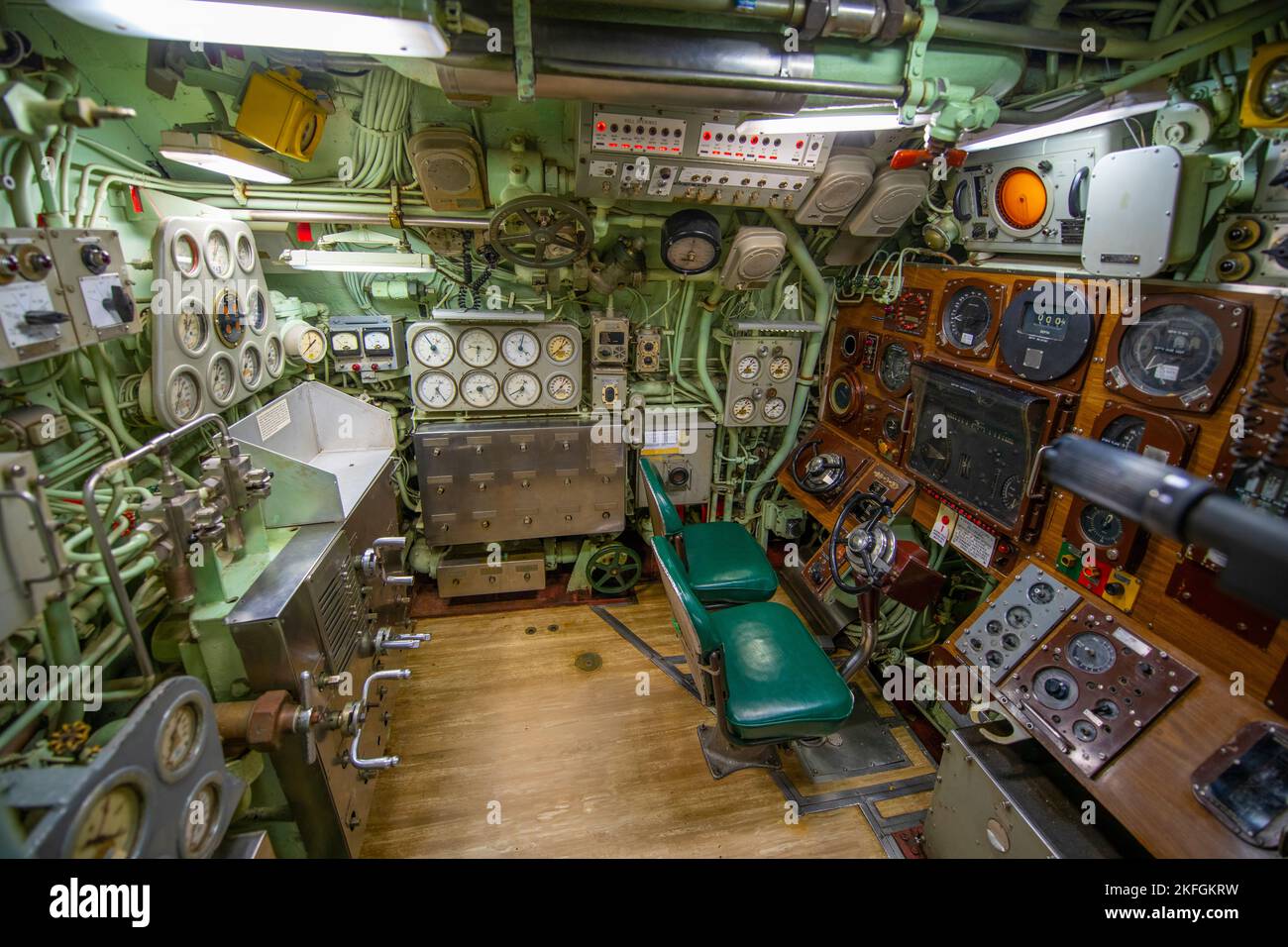 Control Room of USS Albacore AGSS-569. This submarine was built in 1953 ...