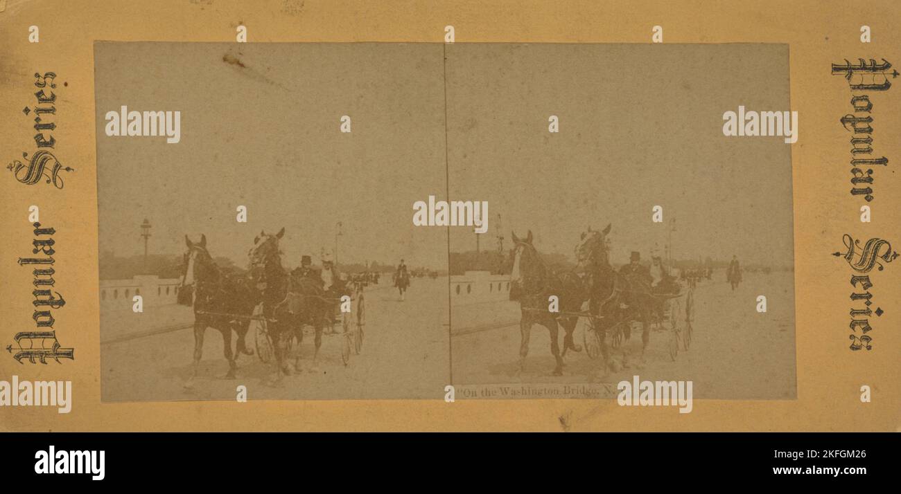 On the Washington Bridge, N.Y. [Horse carriage crossing the bridge ...