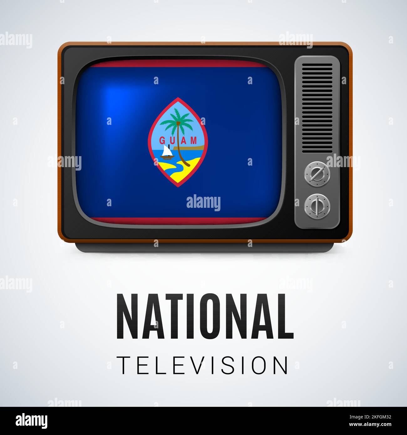 Vintage TV and Flag of Guam as Symbol National Television. Tele ...