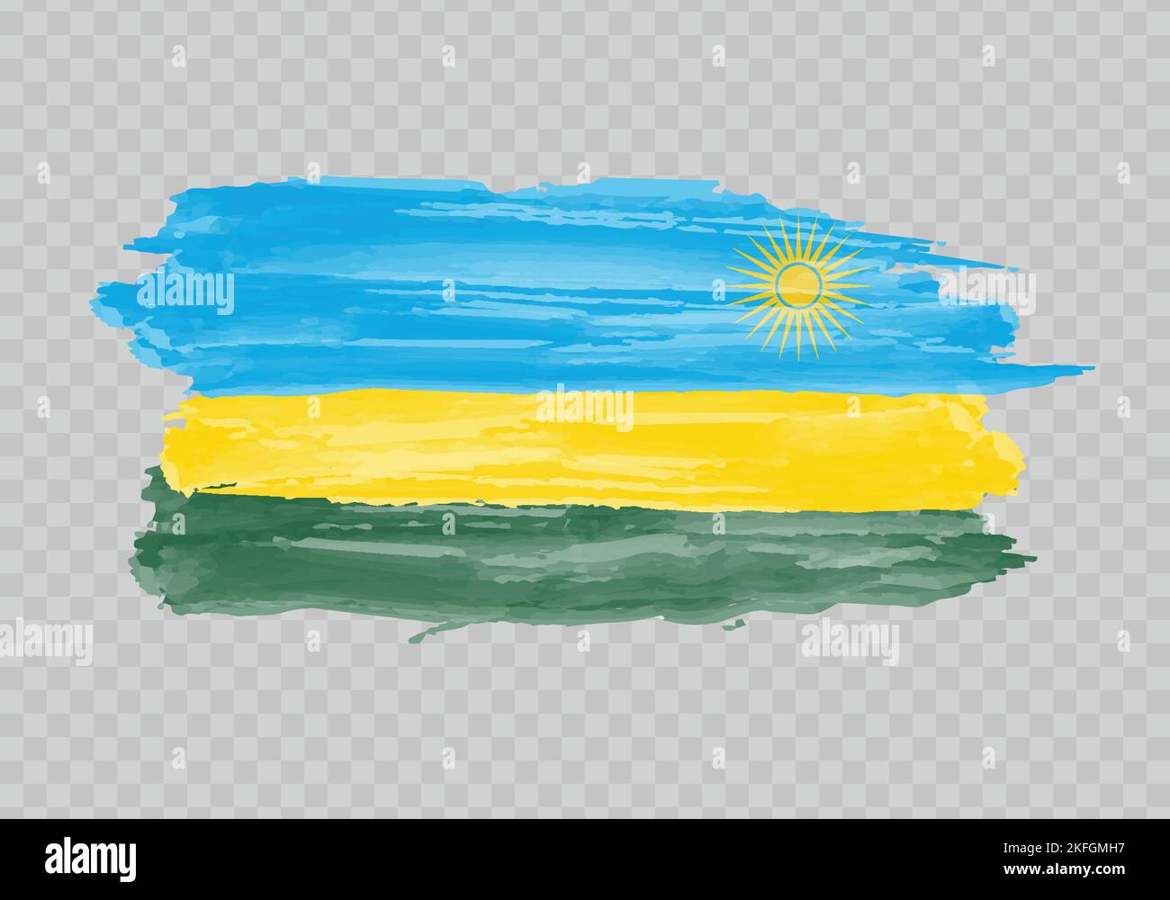 Watercolor painting flag of Rwanda. Hand drawing brush stroke Stock ...