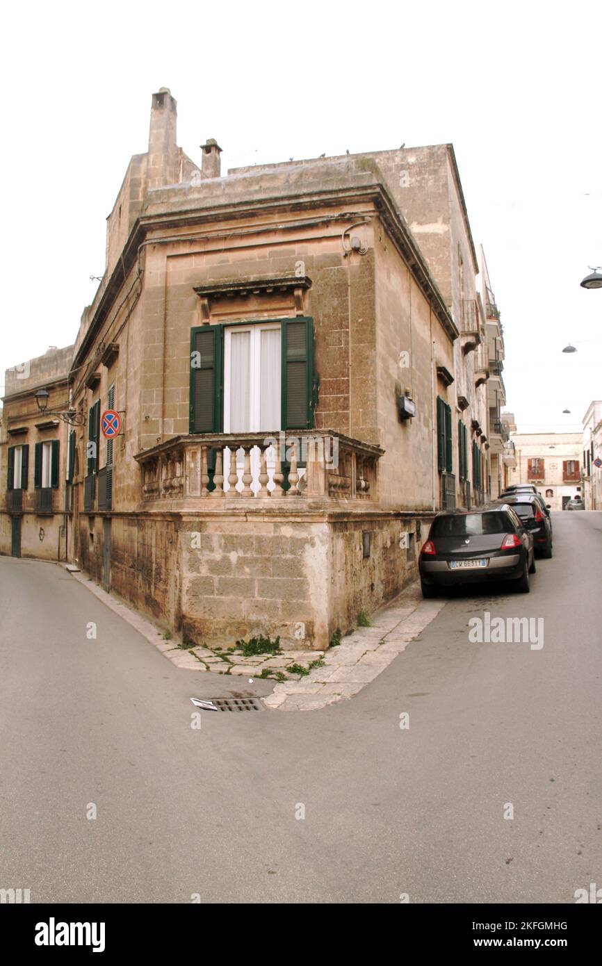 Facade of an old buildings in the historical center of Francavilla ...