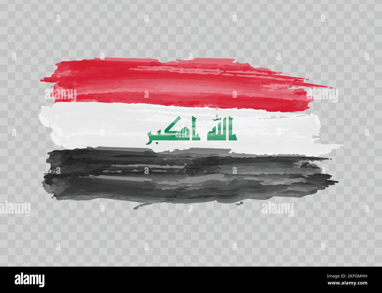 Watercolor painting flag of Iraq. Hand drawing brush stroke Stock ...