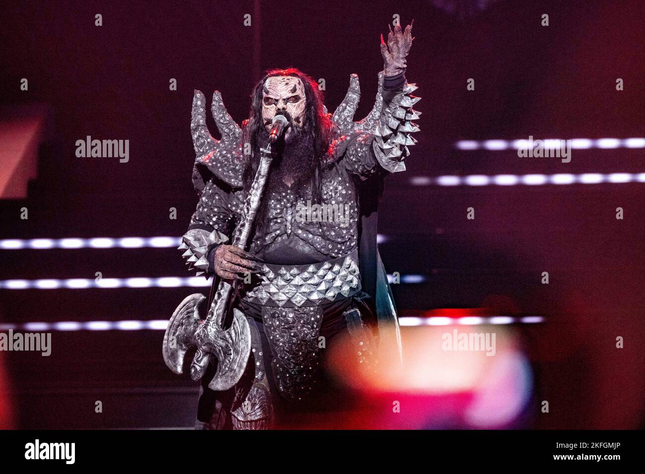 Lordi performing during The Great Eurovision Song Contest concert 2022 ...