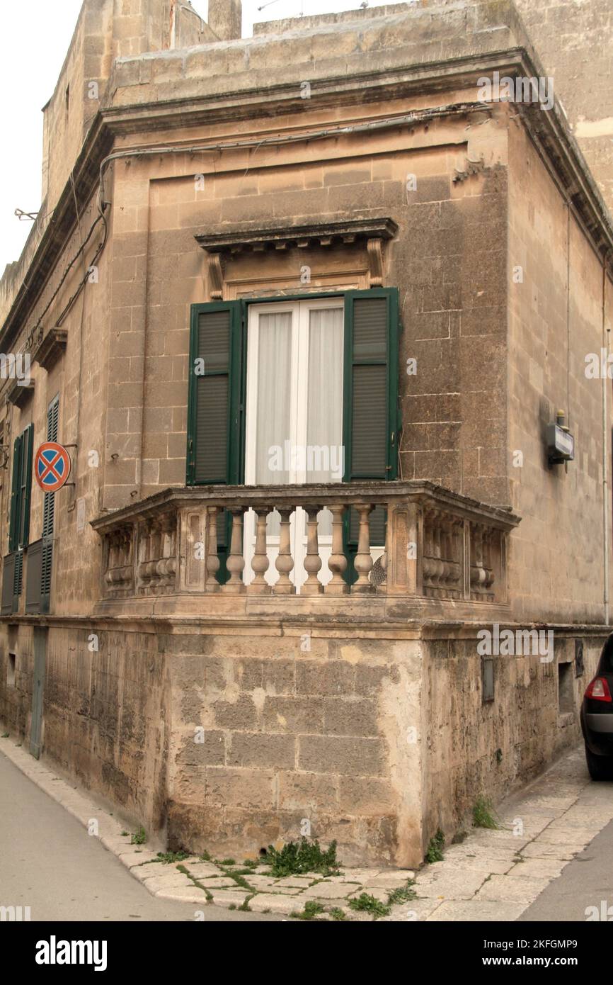 Facade of an old buildings in the historical center of Francavilla ...