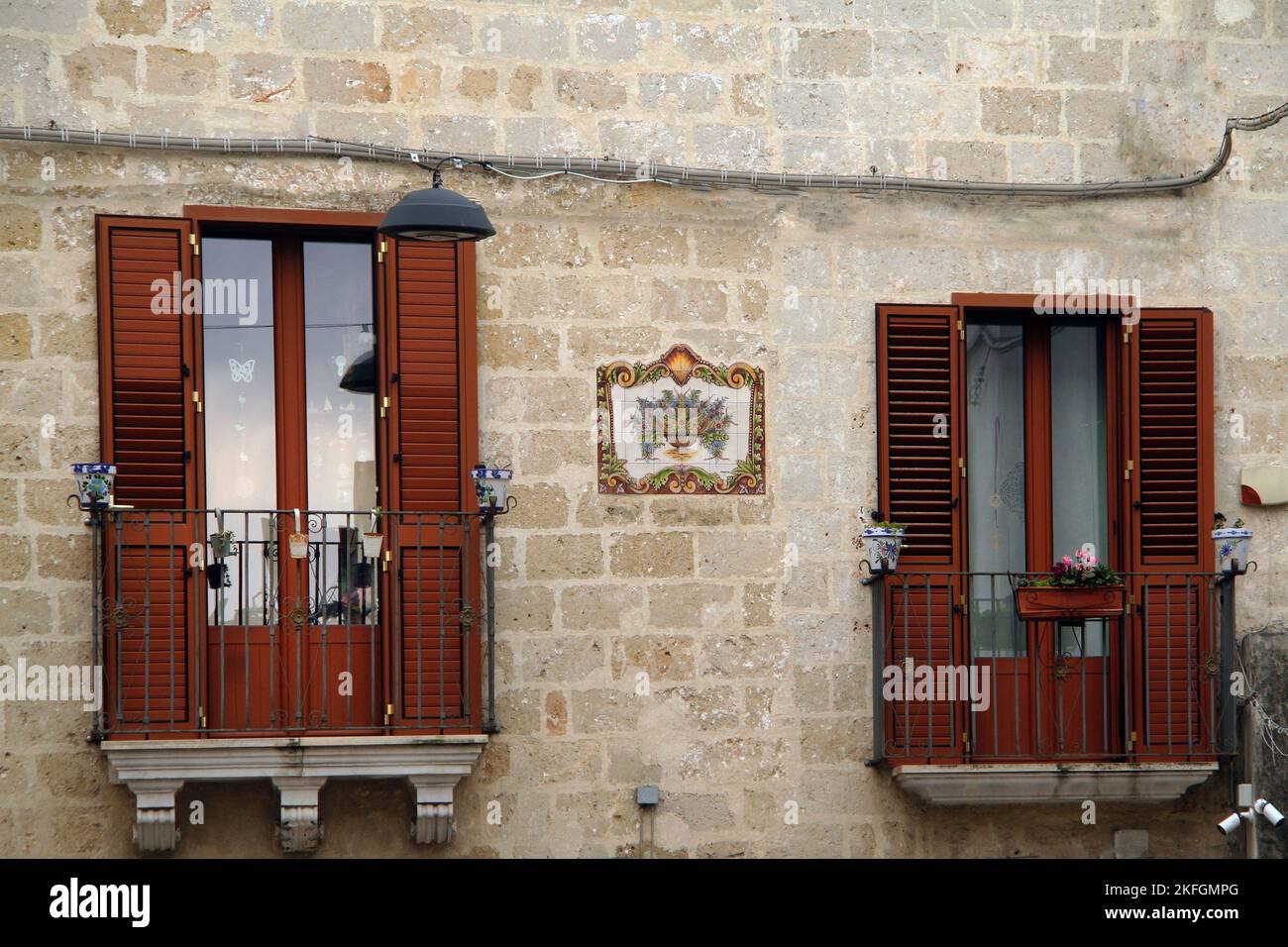 Facade of a residential building in the historical center of ...