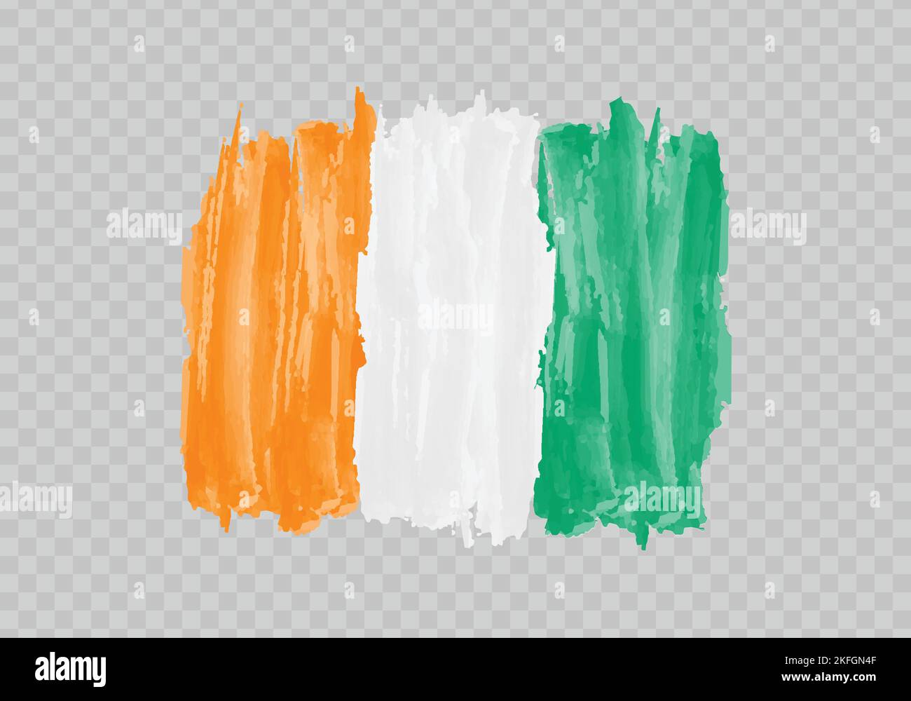 Watercolor painting flag of Ivory Coast. Hand drawing brush stroke ...