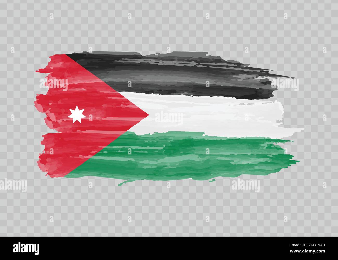 Watercolor painting flag of Jordan. Hand drawing brush stroke Stock ...