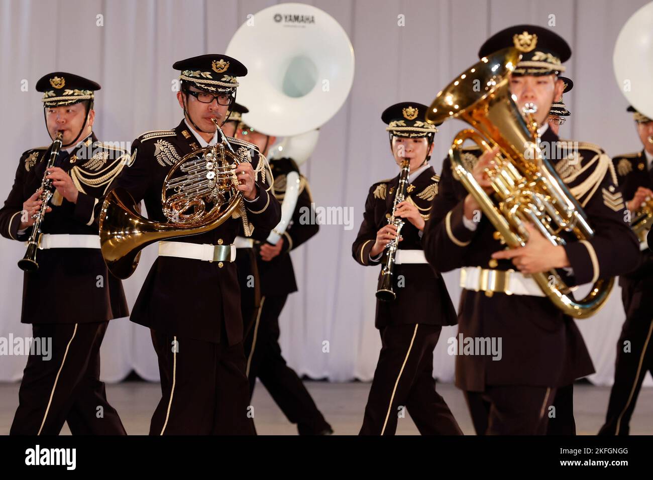 Tokyo, Japan. 18th Nov, 2022. Self-Defense Forces Band performs during ...