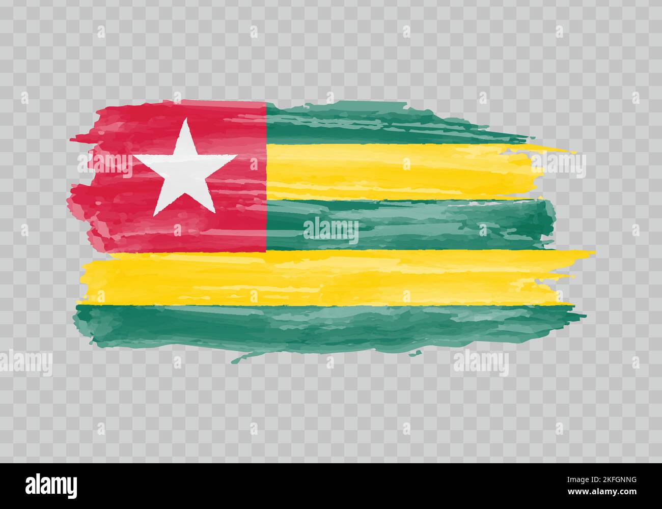 Watercolor painting flag of Togo. Hand drawing brush stroke Stock ...