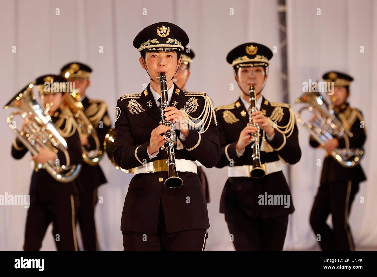 Tokyo, Japan. 18th Nov, 2022. Self-Defense Forces Band performs during ...