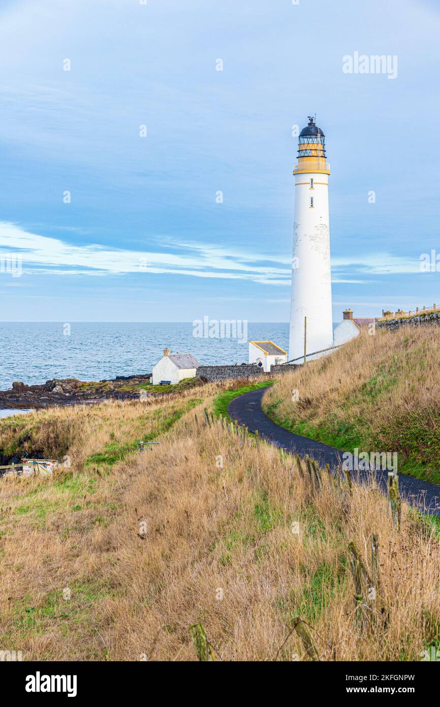 The Scurdie Ness lighthouse built of brick in 1870 at the mouth of the ...