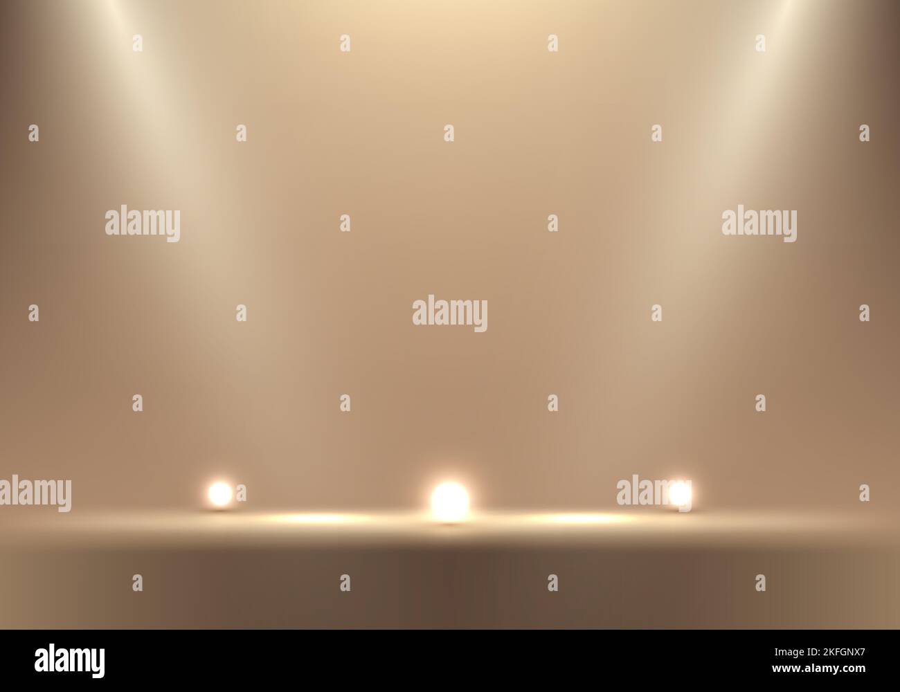 Modern luxury golden studio room with glowing neon lamp lighting ball ...